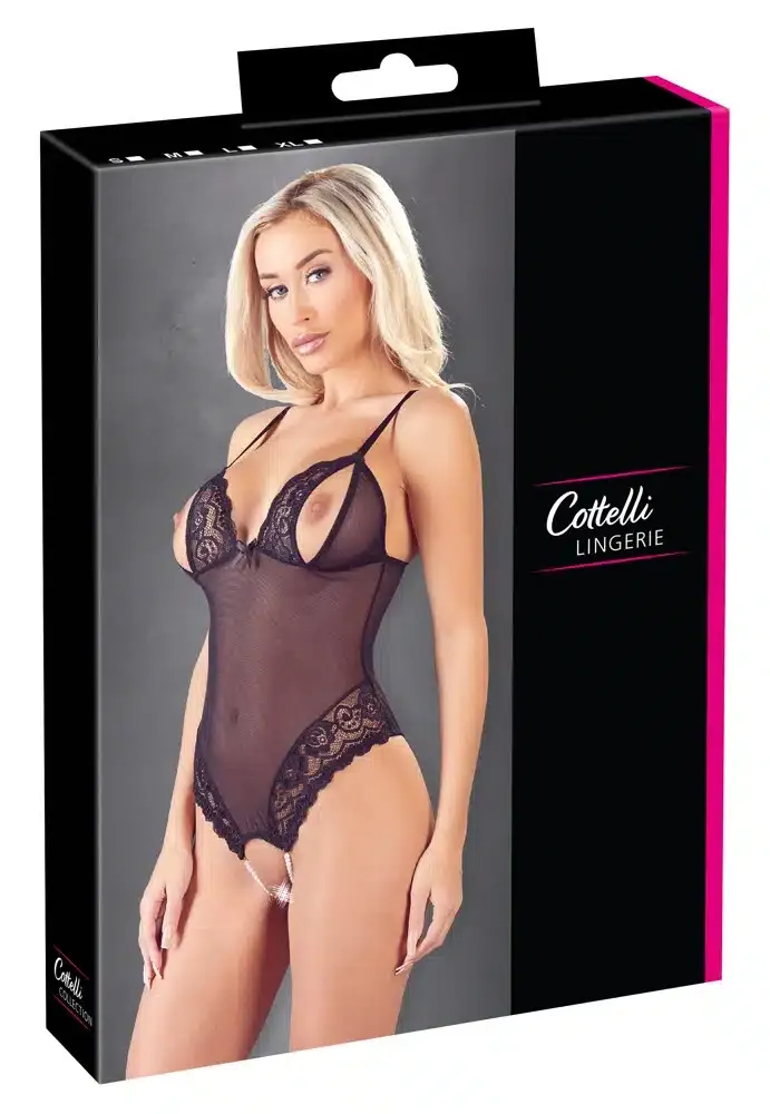 Cottelli LINGERIE - Body Ouvert Mit Spitze & Perlenketten S | Erotikwelt.org
